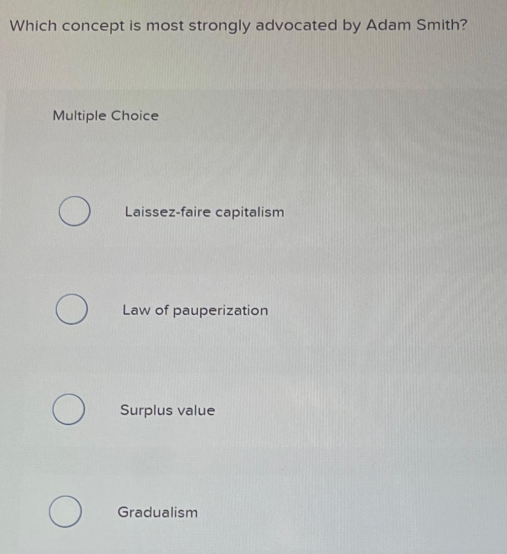 Solved Which concept is most strongly advocated by Adam | Chegg.com