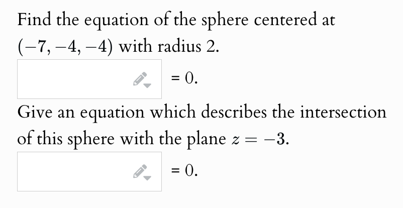 Solved Find the equation of the sphere centered at(-7,-4,-4) | Chegg.com