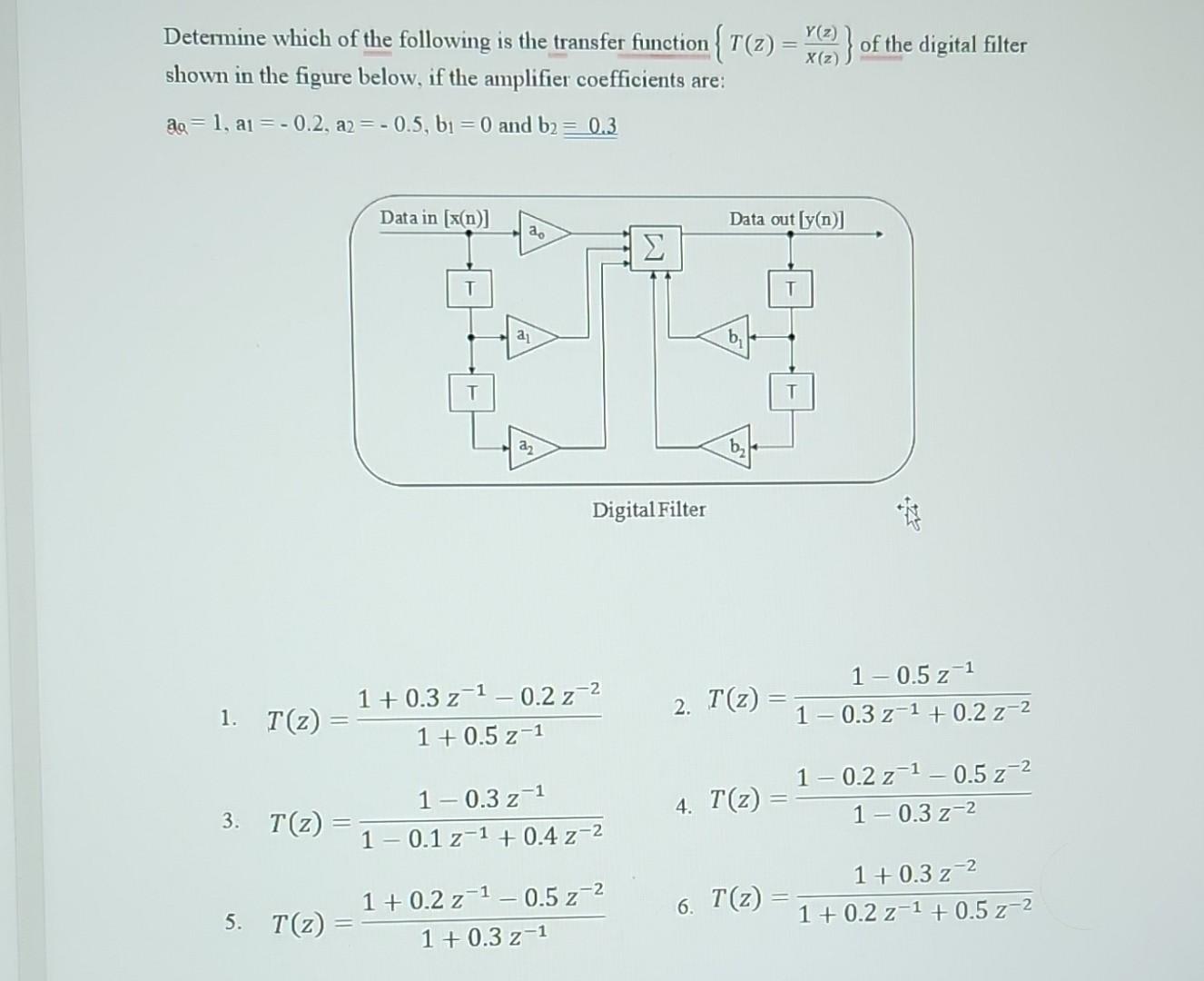 Solved Determine which of the following is the transfer | Chegg.com