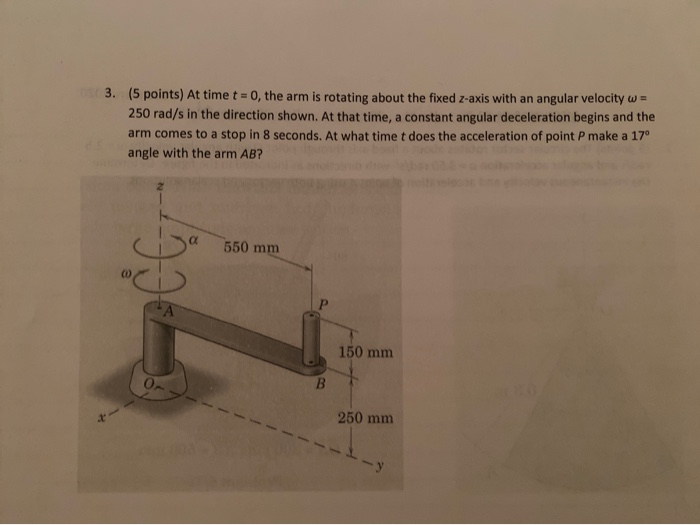 Solved (5 points) At time t 0, the arm is rotating about the | Chegg.com