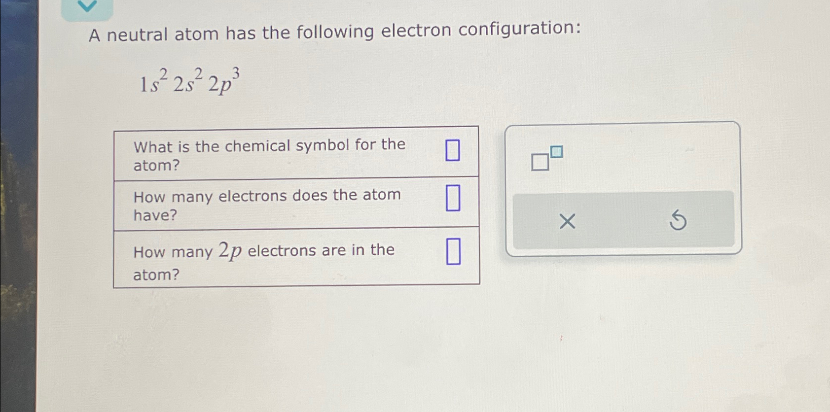 Solved A neutral atom has the following electron | Chegg.com