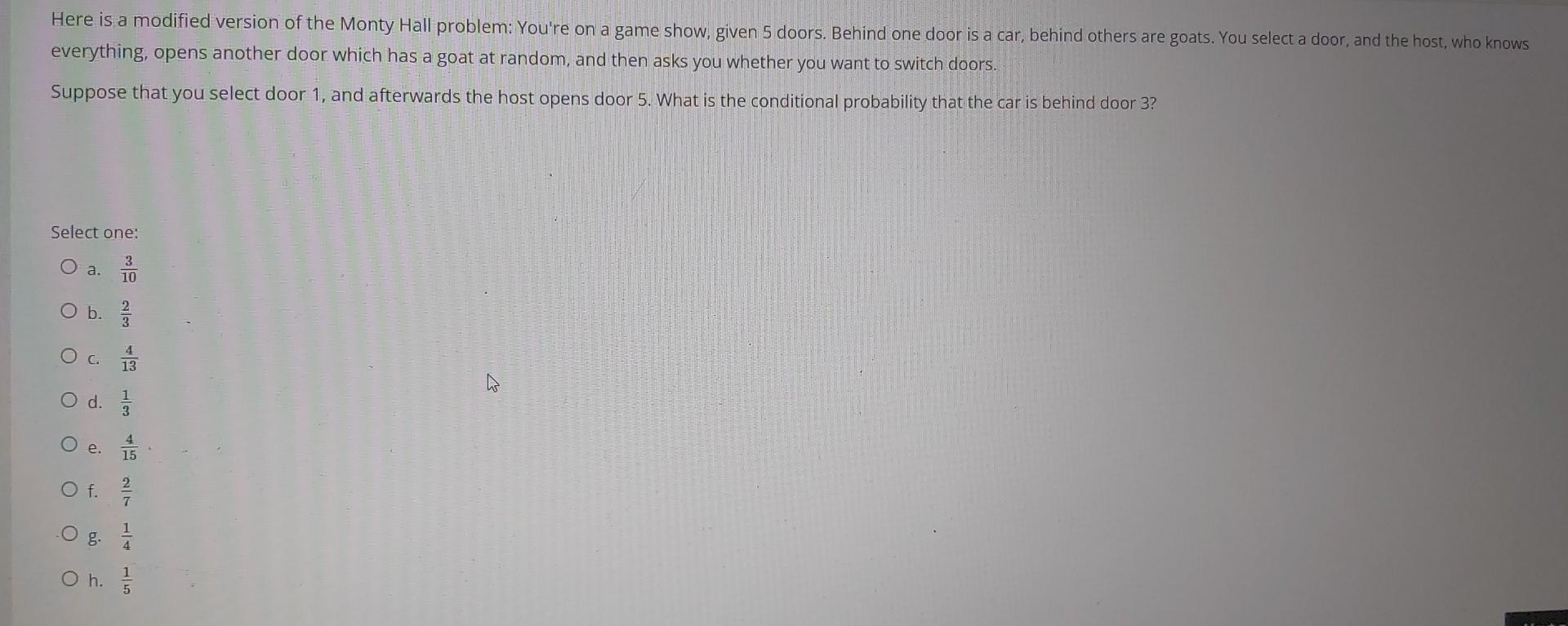 Solved Here is a modified version of the Monty Hall problem: | Chegg.com