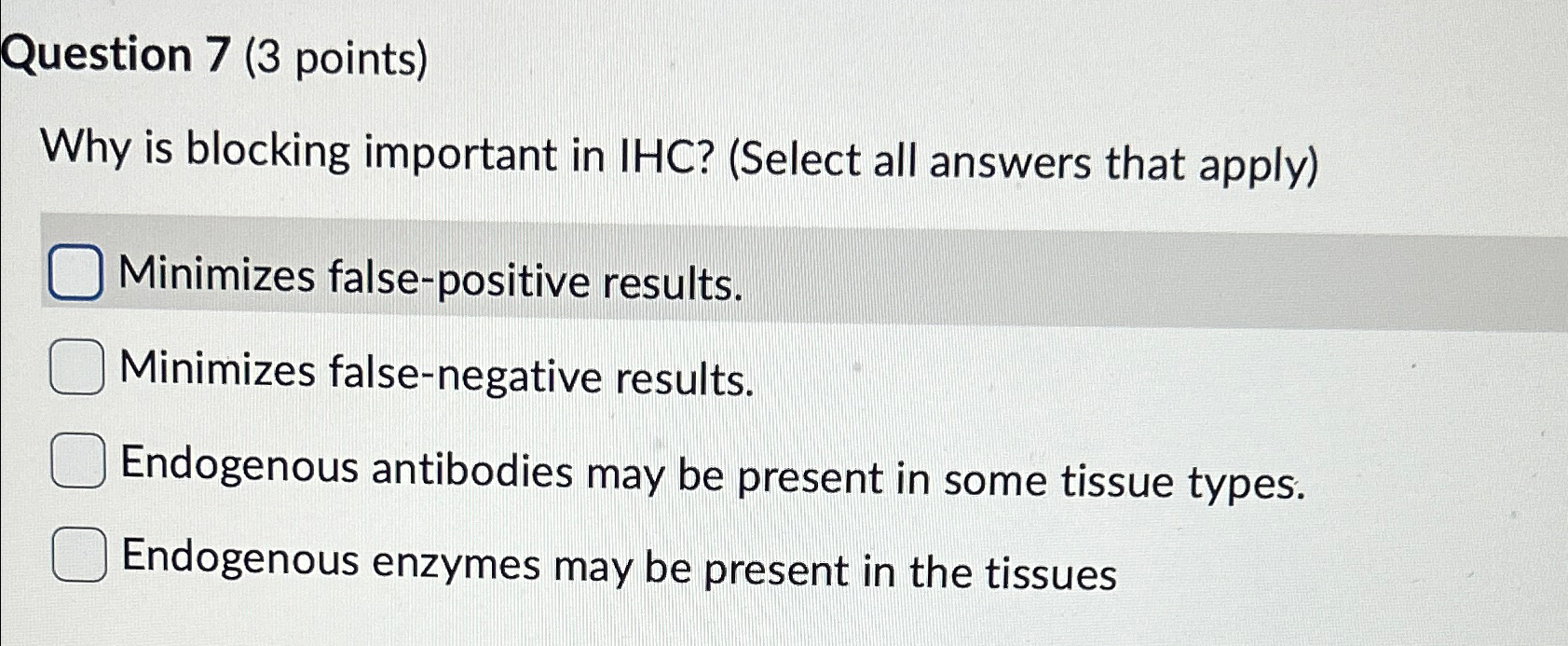 Solved Question 7 (3 ﻿points)Why is blocking important in | Chegg.com
