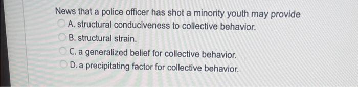 News that a police officer has shot a minority youth | Chegg.com