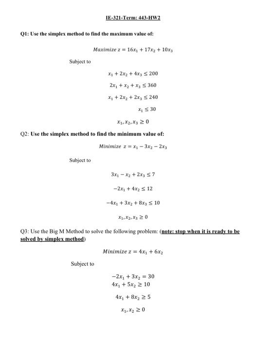 Solved Q1: Use the simplex method to find the maximum value | Chegg.com
