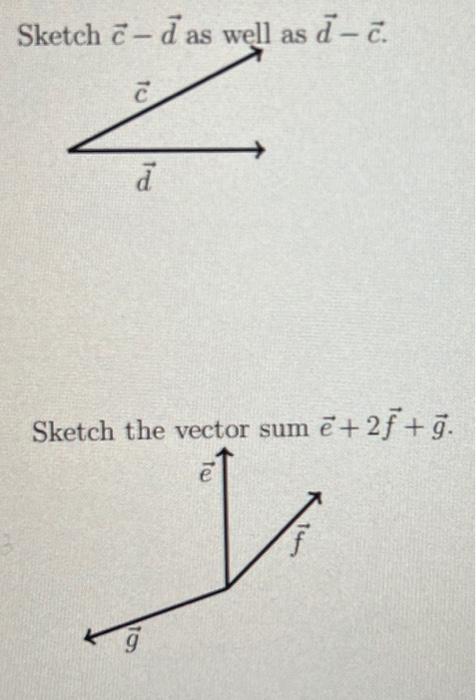 Solved Sketch c−d as well as d−c Sketch the vector sum | Chegg.com