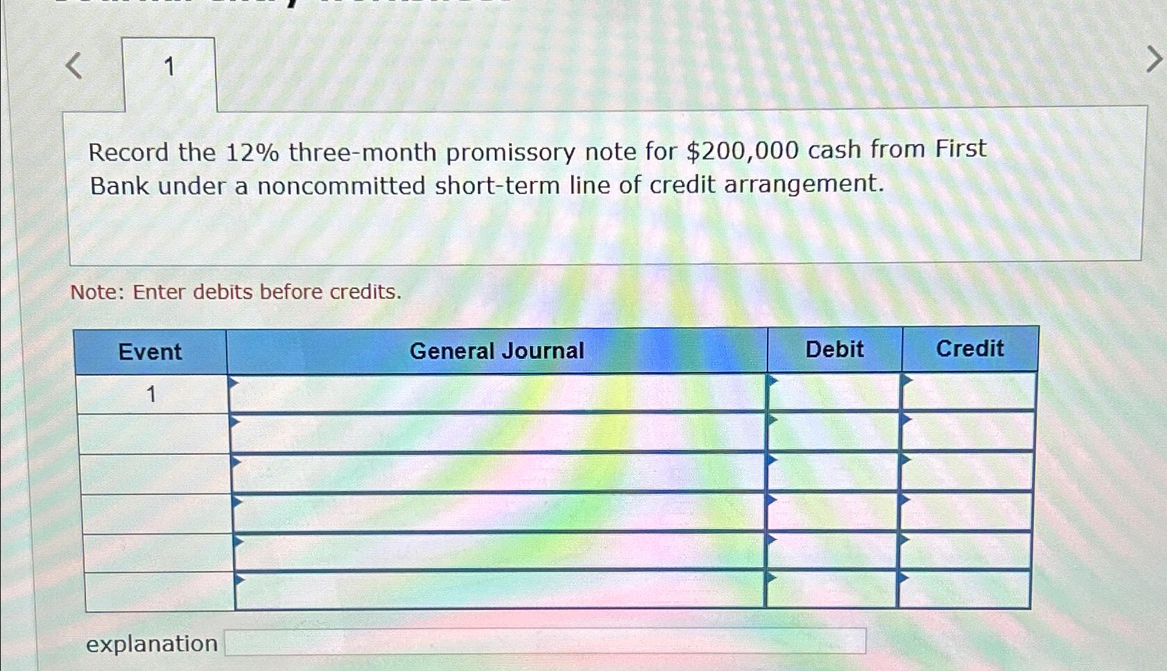 Solved 1\\nRecord the 12% three-month promissory note for | Chegg.com