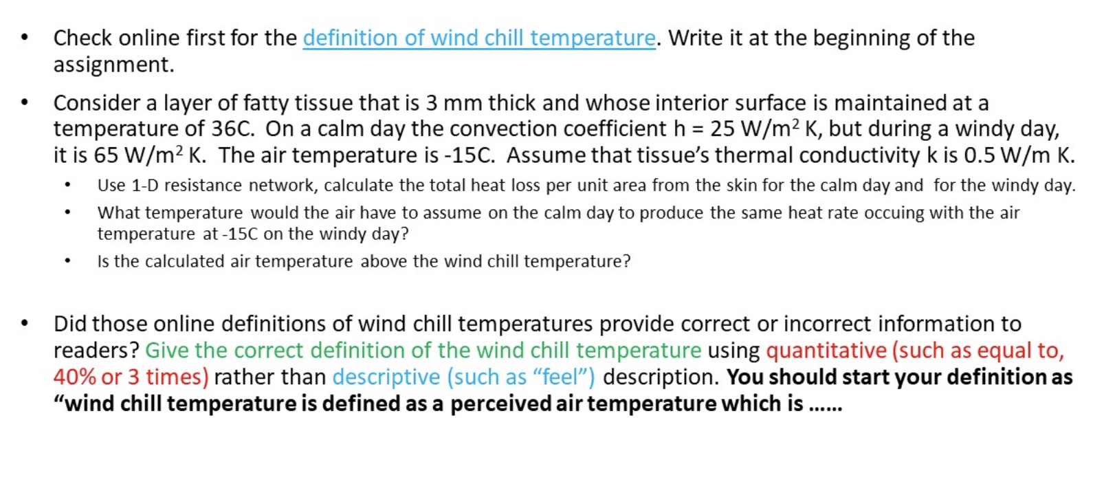 Solved Did those online definitions of wind chill | Chegg.com