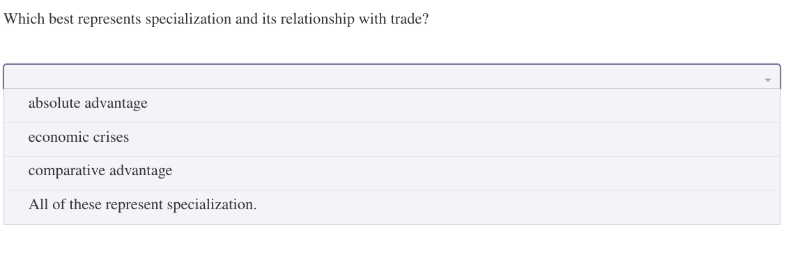Solved Which best represents specialization and its | Chegg.com