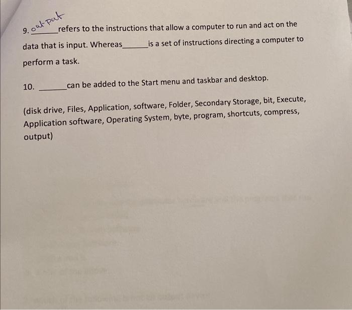 Solved 9. refers to the instructions that allow a computer | Chegg.com