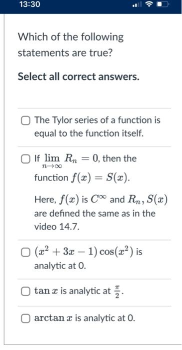 Solved Which of the following statements are true? Select | Chegg.com