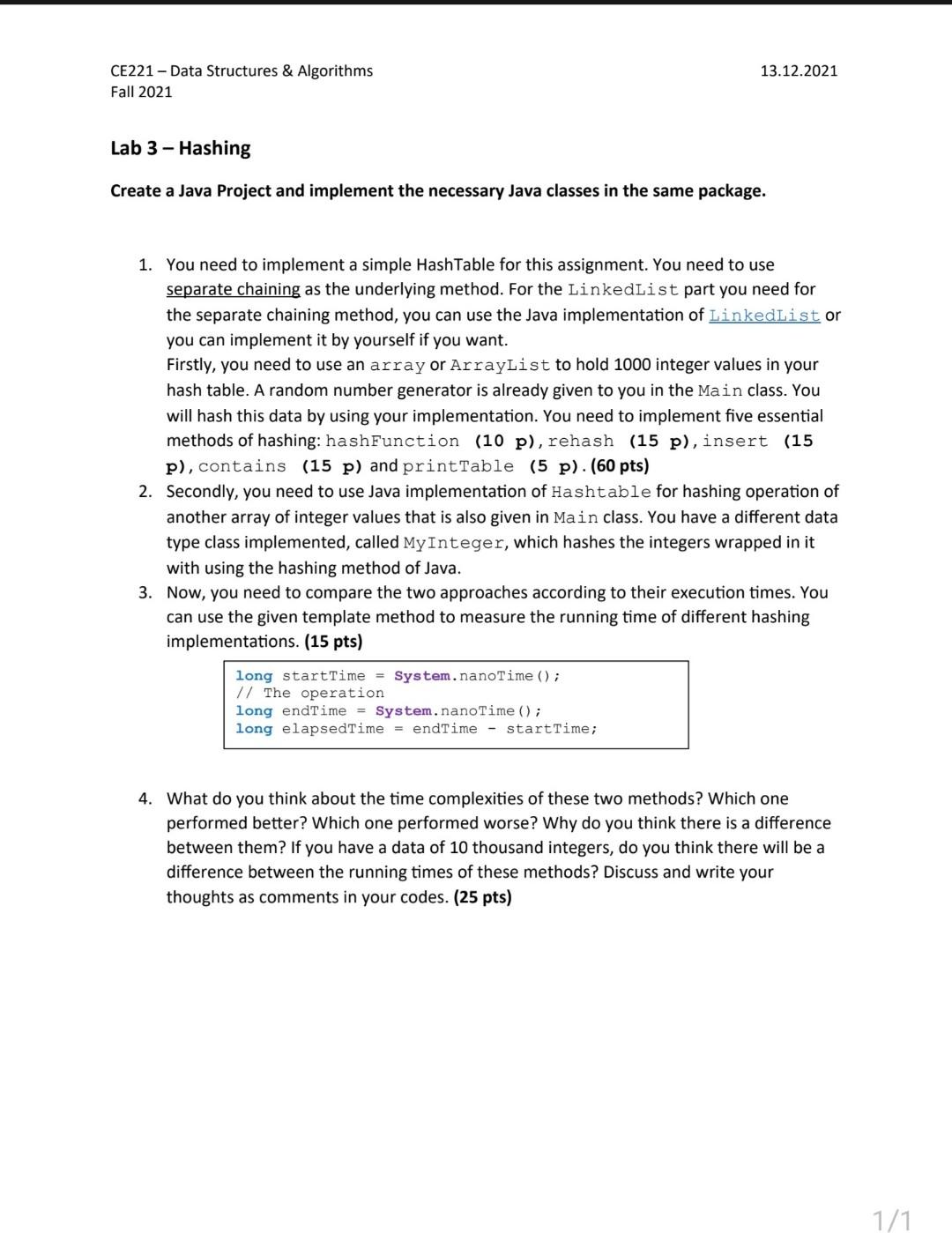 Solved 13.12.2021 CE221 - Data Structures & Algorithms Fall | Chegg.com