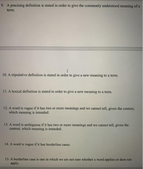 Solved 9. A precising definition is stated in order to give | Chegg.com