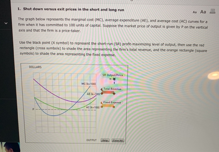 Solved 1. Shut down versus exit prices in the short and long | Chegg.com