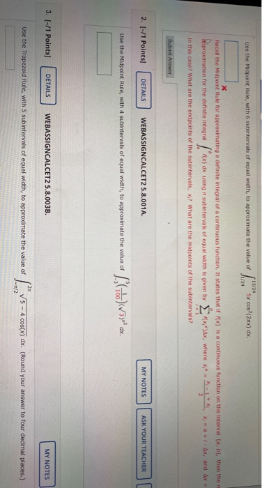 Solved use the trapezoid rule with 4 sub intervals of equal | Chegg.com