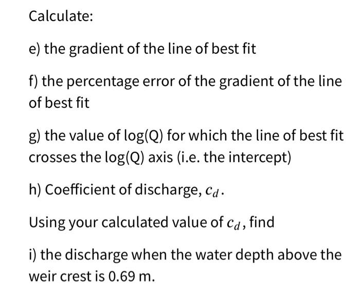 Solved Part 2: Rectangular weir A series of depth and | Chegg.com
