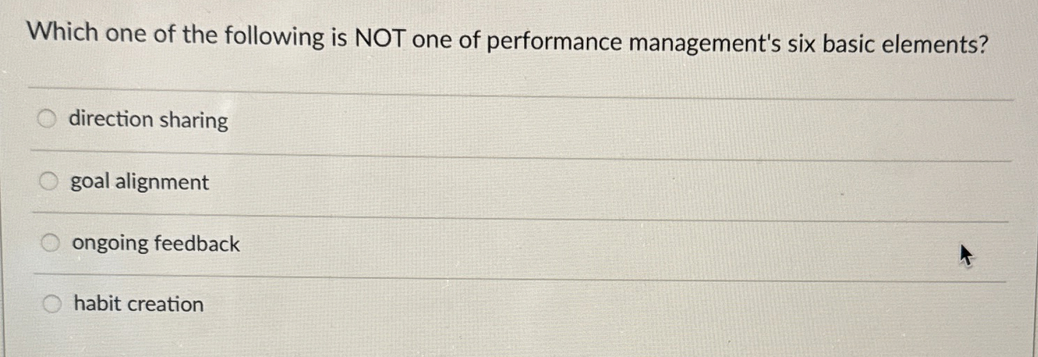 Solved Which one of the following is NOT one of performance | Chegg.com