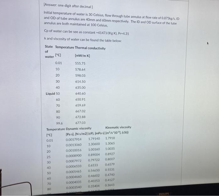 Solved Answer: one digit after decimal Initial temperature | Chegg.com