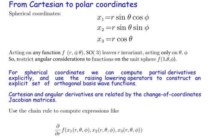 Solved From Cartesian to polar coordinates Spherical | Chegg.com