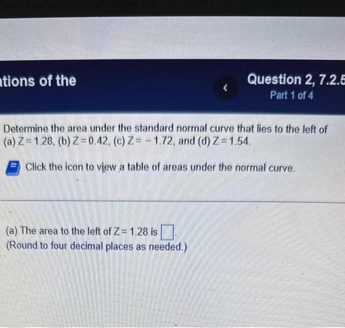Solved Determine the area under the standard normal curve | Chegg.com