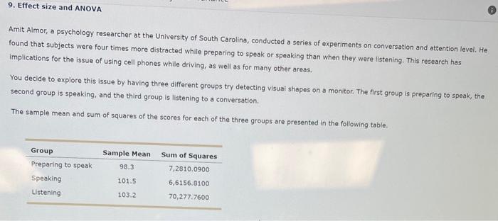 Solved Amit Almor, a psychology researcher at the University | Chegg.com