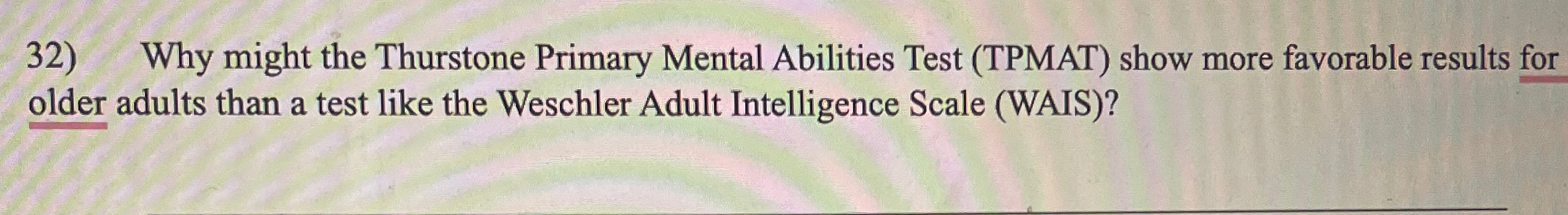 Solved Why might the Thurstone Primary Mental Abilities Test | Chegg.com