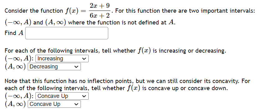 Solved Consider the function f(x)=2x+96x+2. ﻿For this | Chegg.com