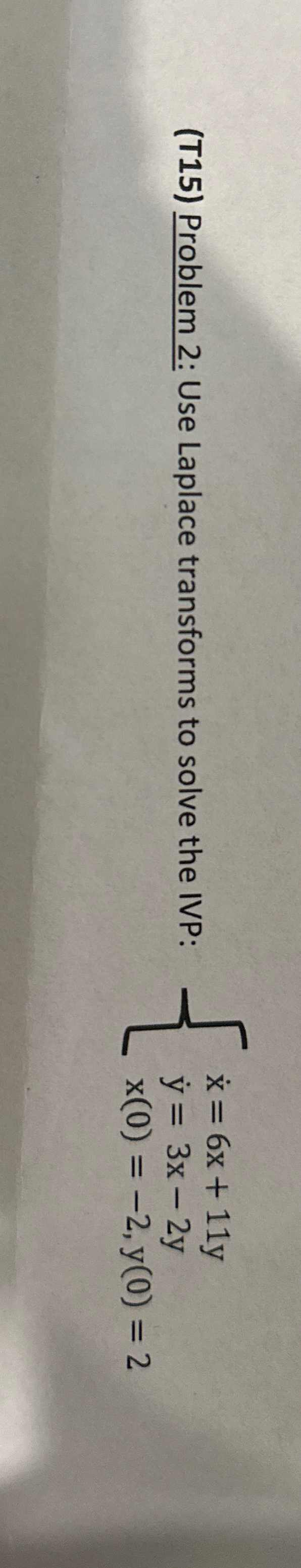 Solved (T15) ﻿Problem 2: Use Laplace transforms to solve the | Chegg.com