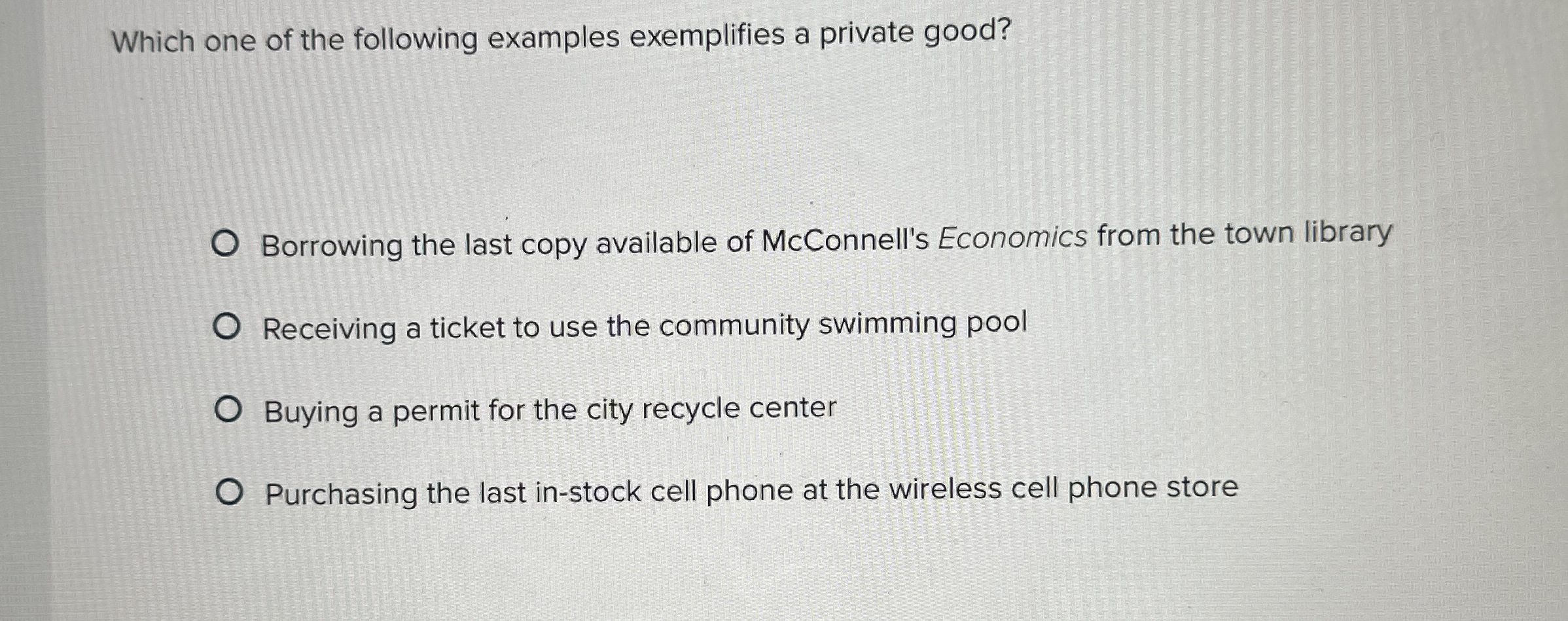 Solved Which one of the following examples exemplifies a | Chegg.com