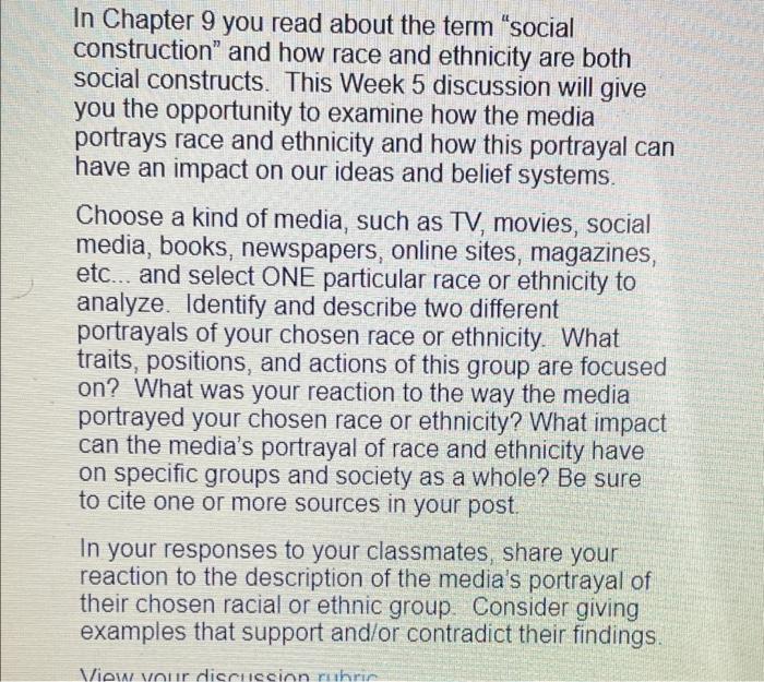 Solved In Chapter 9 you read about the term “social | Chegg.com