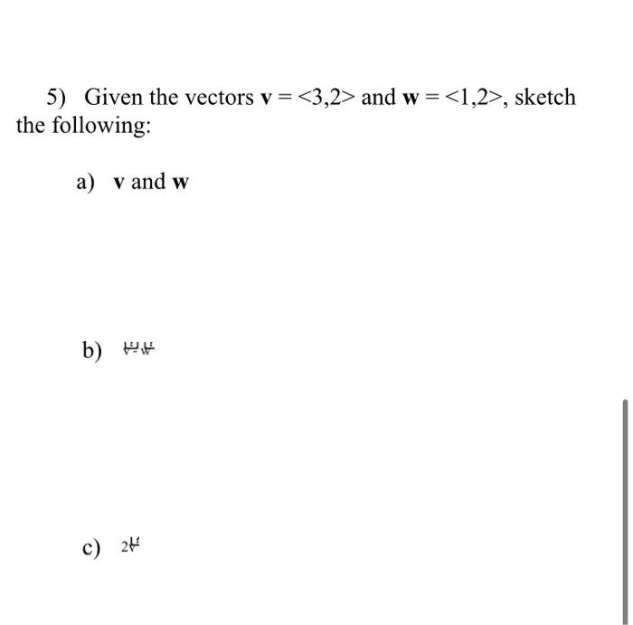 Solved 5) Given the vectors v= and w= , sketch the | Chegg.com