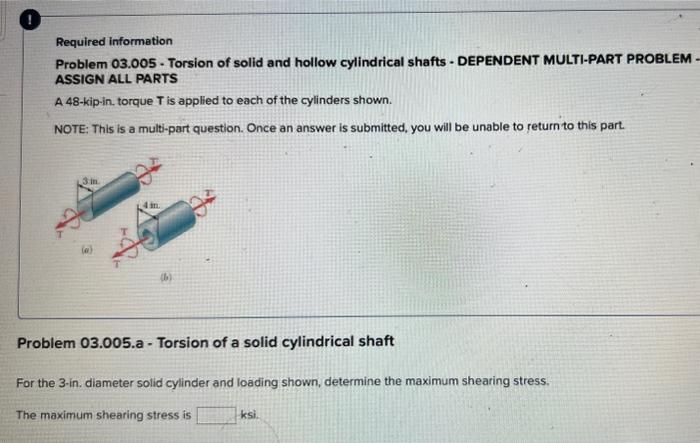 Solved Required information Problem 03.005 - Torsion of | Chegg.com