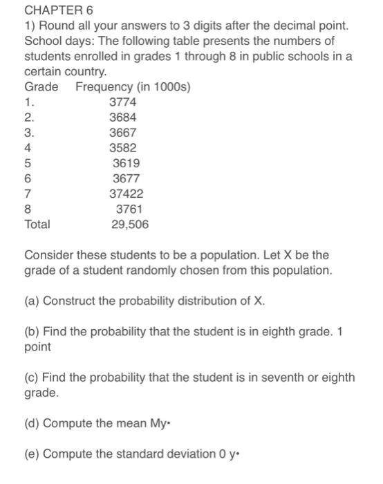 Solved CHAPTER 6 1) Round all your answers to 3 digits after | Chegg.com