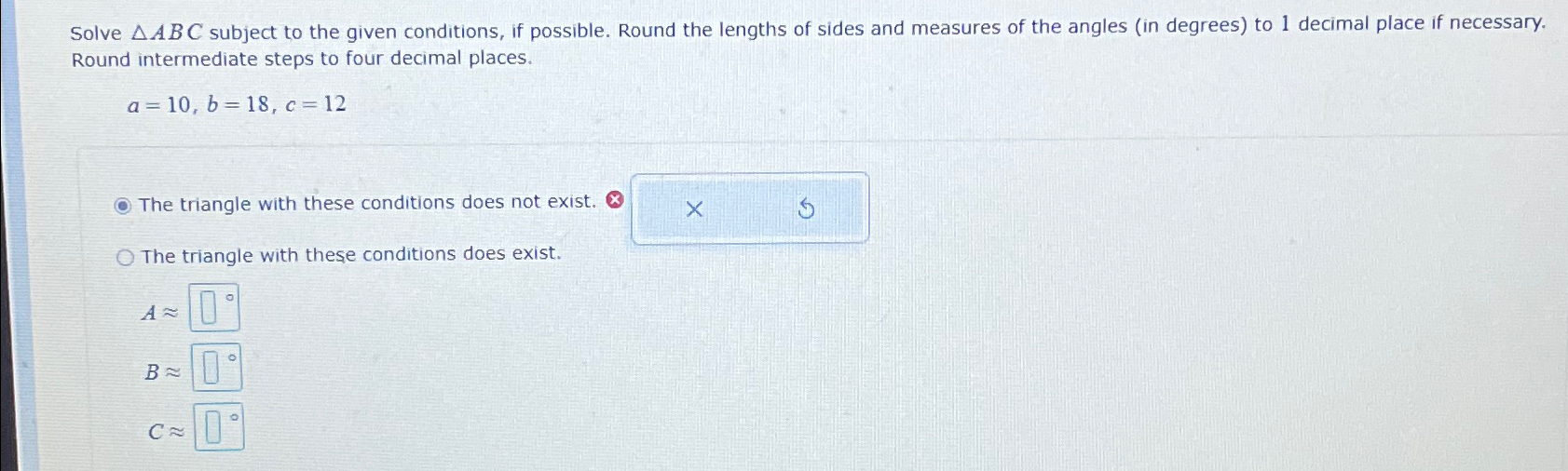 Solved Solve Abc ﻿subject To The Given Conditions If