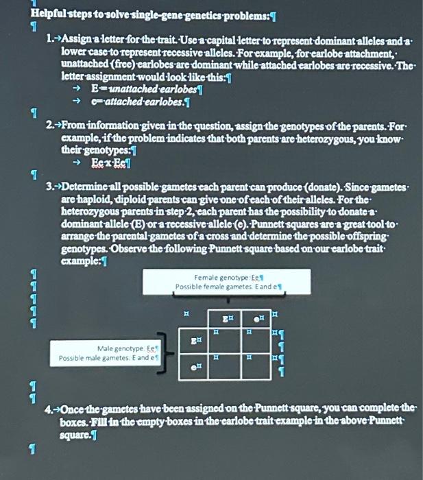 Solved 1. → Assigna letter for the trait.Use a capital | Chegg.com