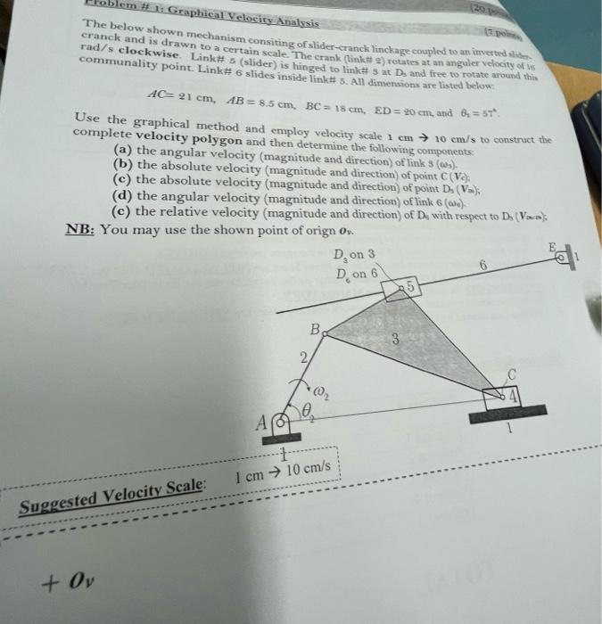 20. olem# 1: Graphical Velocity Analysis The below | Chegg.com