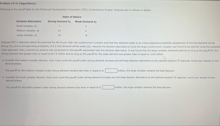 Solved Problem 13-11 (Algorithmic) Following is the peroff | Chegg.com