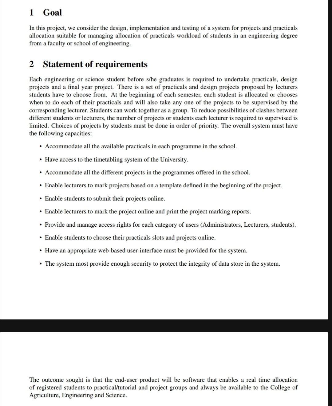 Solved 1 Goal In this project, we consider the design, | Chegg.com