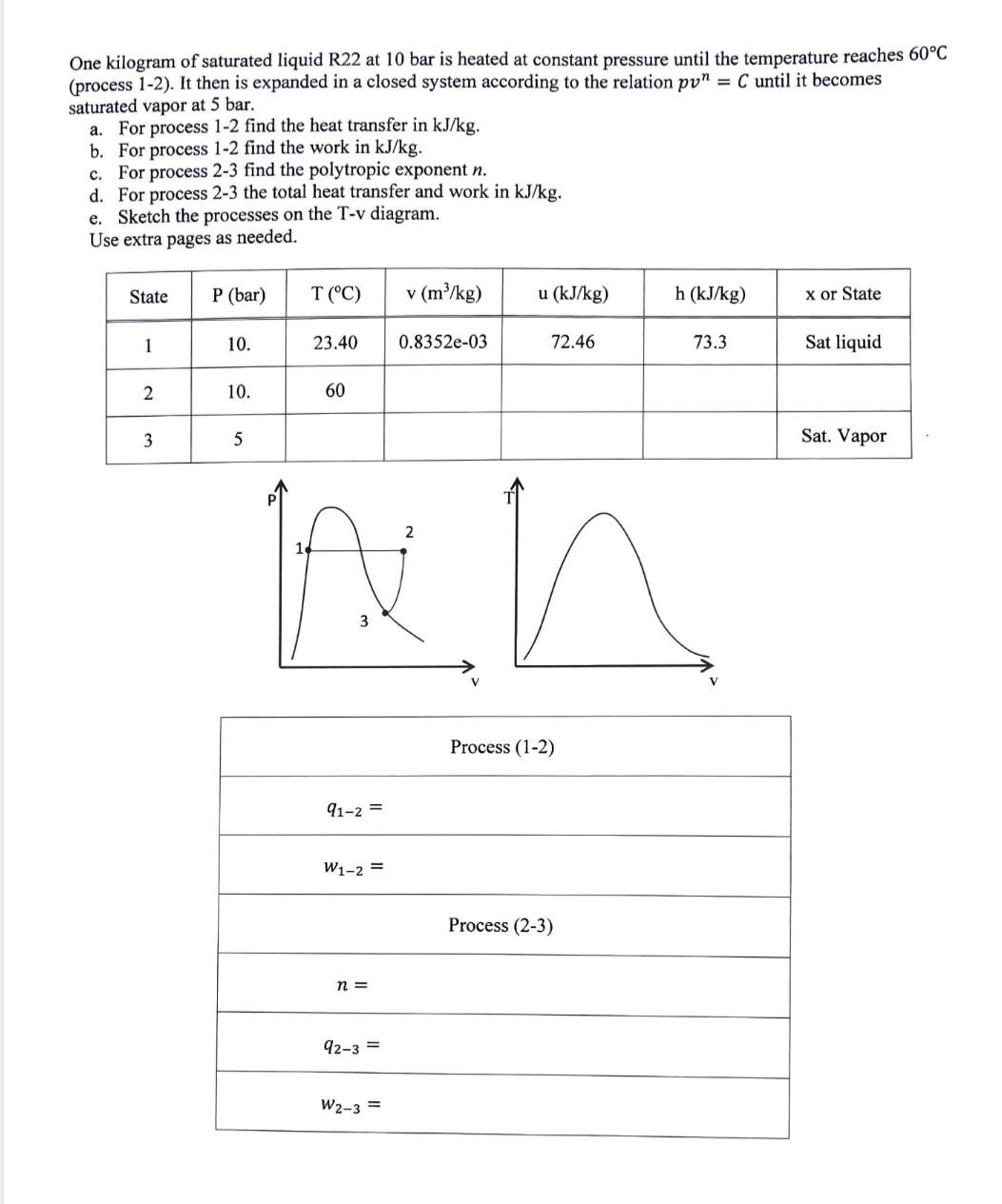 Solved One kilogram of saturated liquid R22 at 10 bar is | Chegg.com