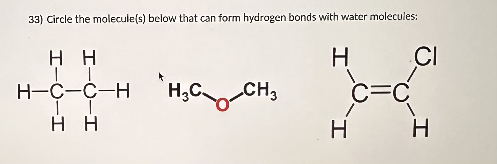 Solved Circle the molecule(s) ﻿below that can form hydrogen | Chegg.com