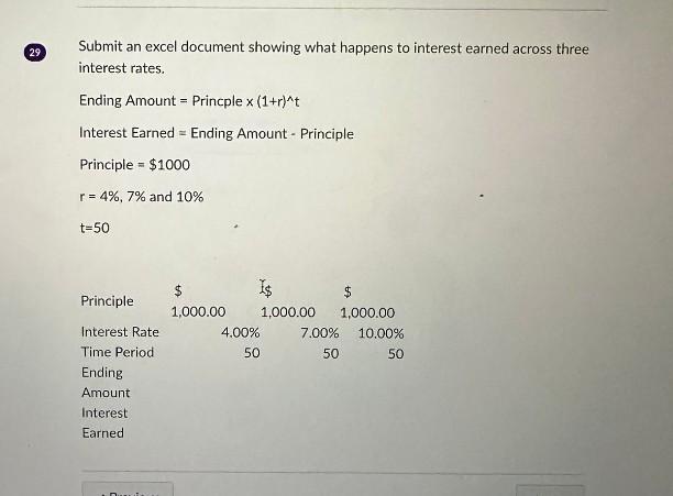 Solved Submit an excel document showing what happens to | Chegg.com