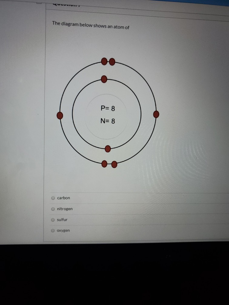 Solved The diagram below shows an atom of P= 8 N= 8 carbon | Chegg.com