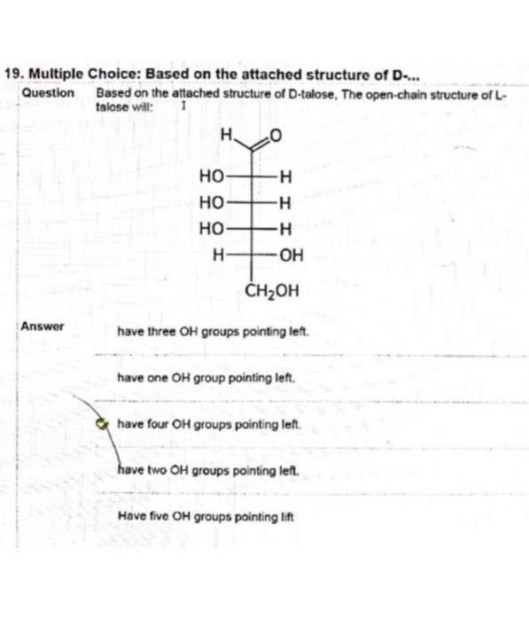 Solved 19. Multiple Choice: Based on the attached structure | Chegg.com