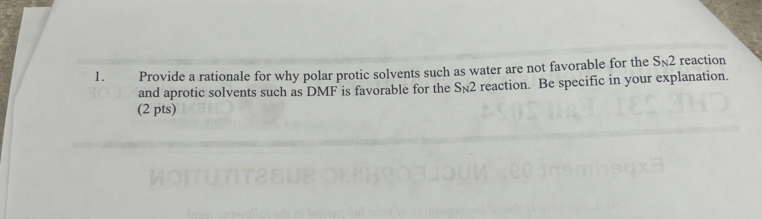 Solved Provide a rationale for why polar protic solvents | Chegg.com