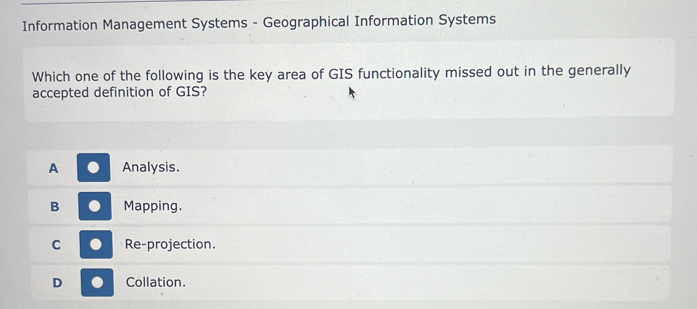 Solved Information Management Systems - ﻿Geographical | Chegg.com