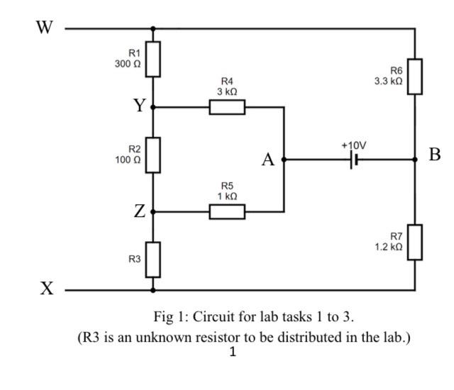 Solved Fig 1: Circuit for lab tasks 1 to 3. ( R3 is an | Chegg.com