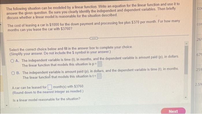 Solved The following situation can be modeled by a linear | Chegg.com