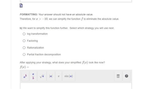 Solved FORMATTING: Your answer should not have an absolute | Chegg.com