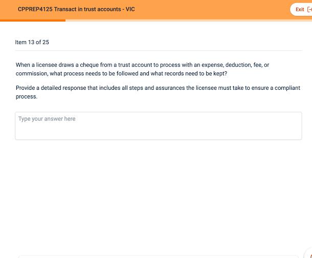 Solved CPPREP4125 ﻿Transact in trust accounts - ﻿VICItem 13 | Chegg.com