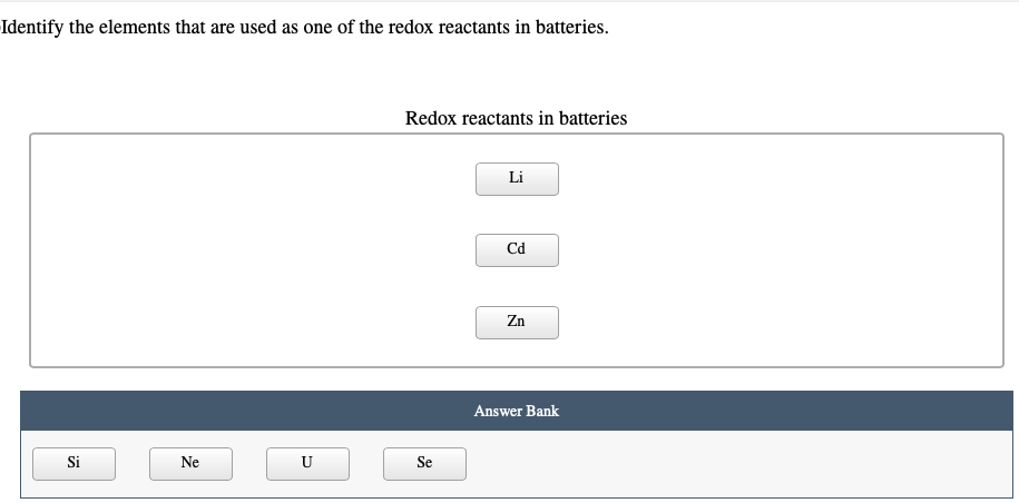 Solved Identify the elements that are used as one of the | Chegg.com